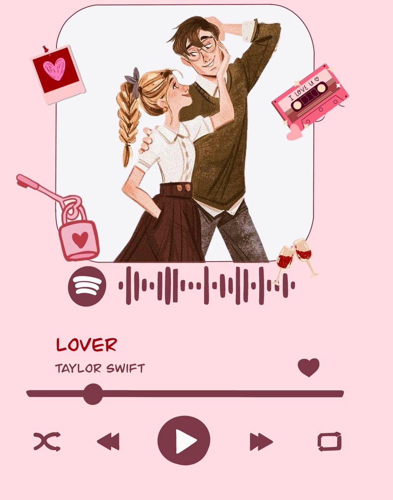 Custom Couple Portrait With Spotify Code: Personalized Song Art ...