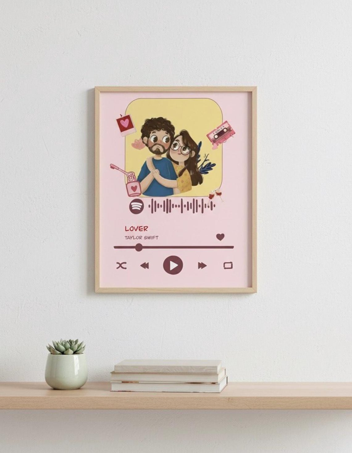 Custom Couple Portrait With Spotify Code: Personalized Song Art ...