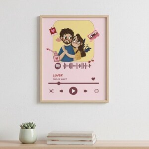 Custom Couple Portrait With Spotify Code: Personalized Song Art ...