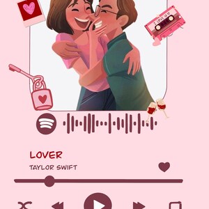 Custom Couple Portrait With Spotify Code: Personalized Song Art ...