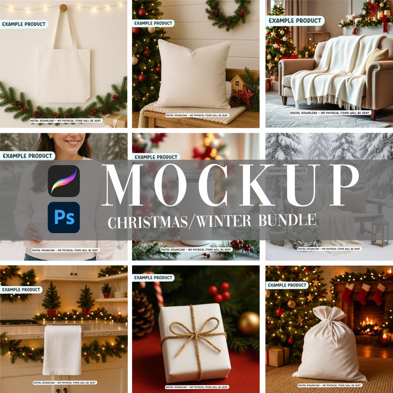 Christmas/winter Mockup Files for Procreate and Photoshop - Surface ...