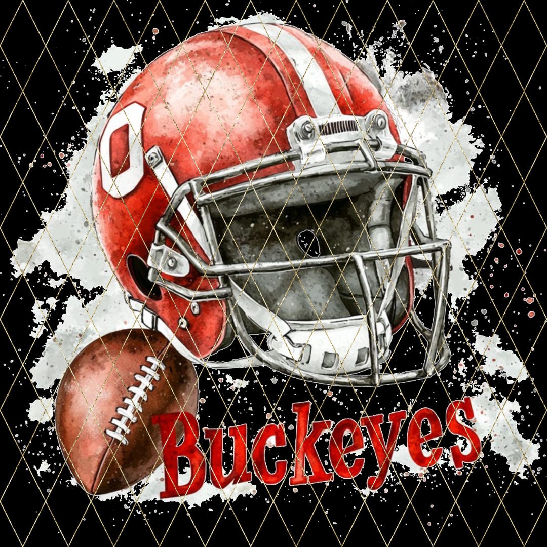 Ohio Buckeyes Vintage Football Logo PNG – Watercolor Red Helmet & Ball ...