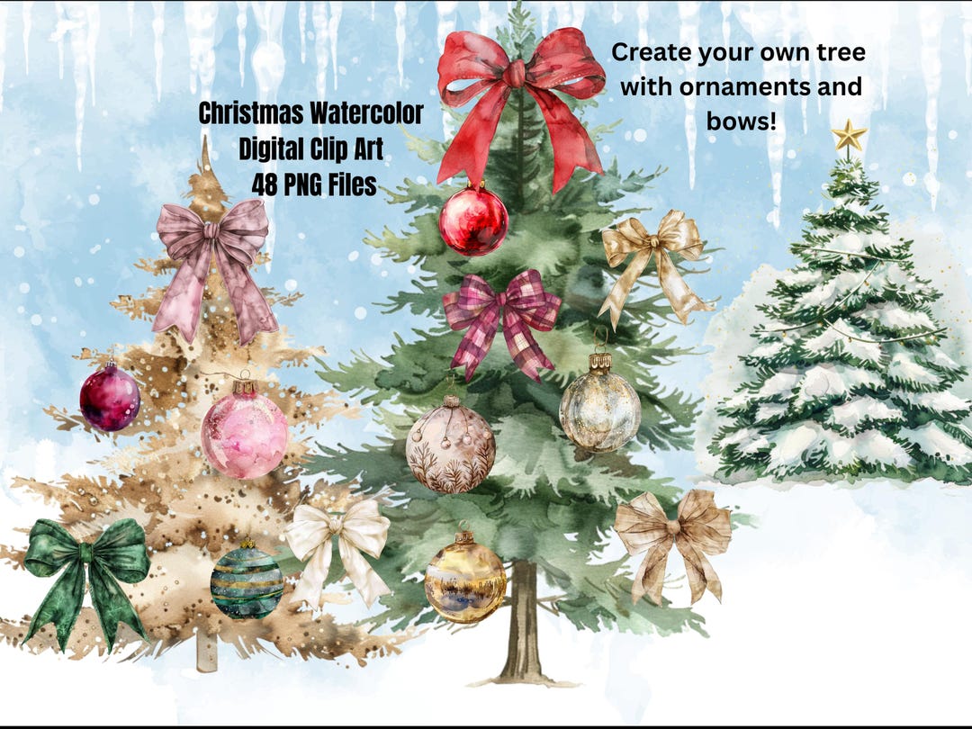 Watercolor Christmas Clipart Bundle | Festive Ornaments & Wreaths ...