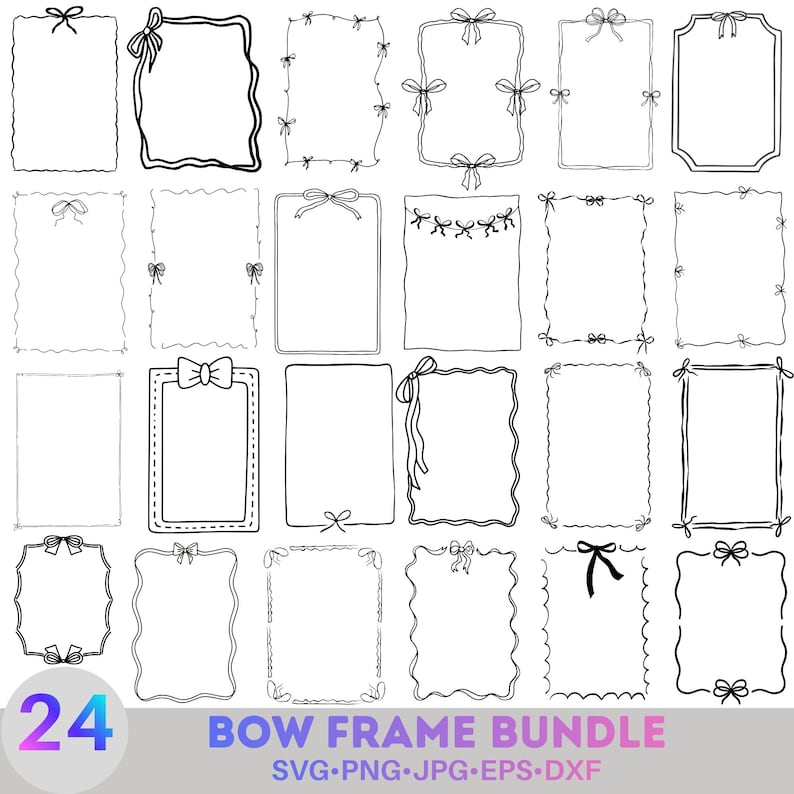 Bow Frame SVG Bundle, Elegant Bow Frames, Decorative Frame Collection ...
