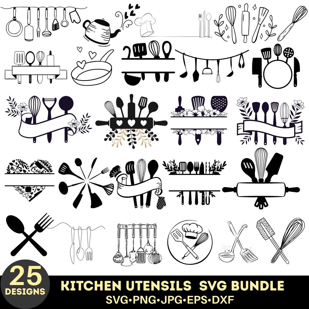 Kitchen Utensils Clipart Bundle | Cooking Tools Illustrations | Kitchen ...