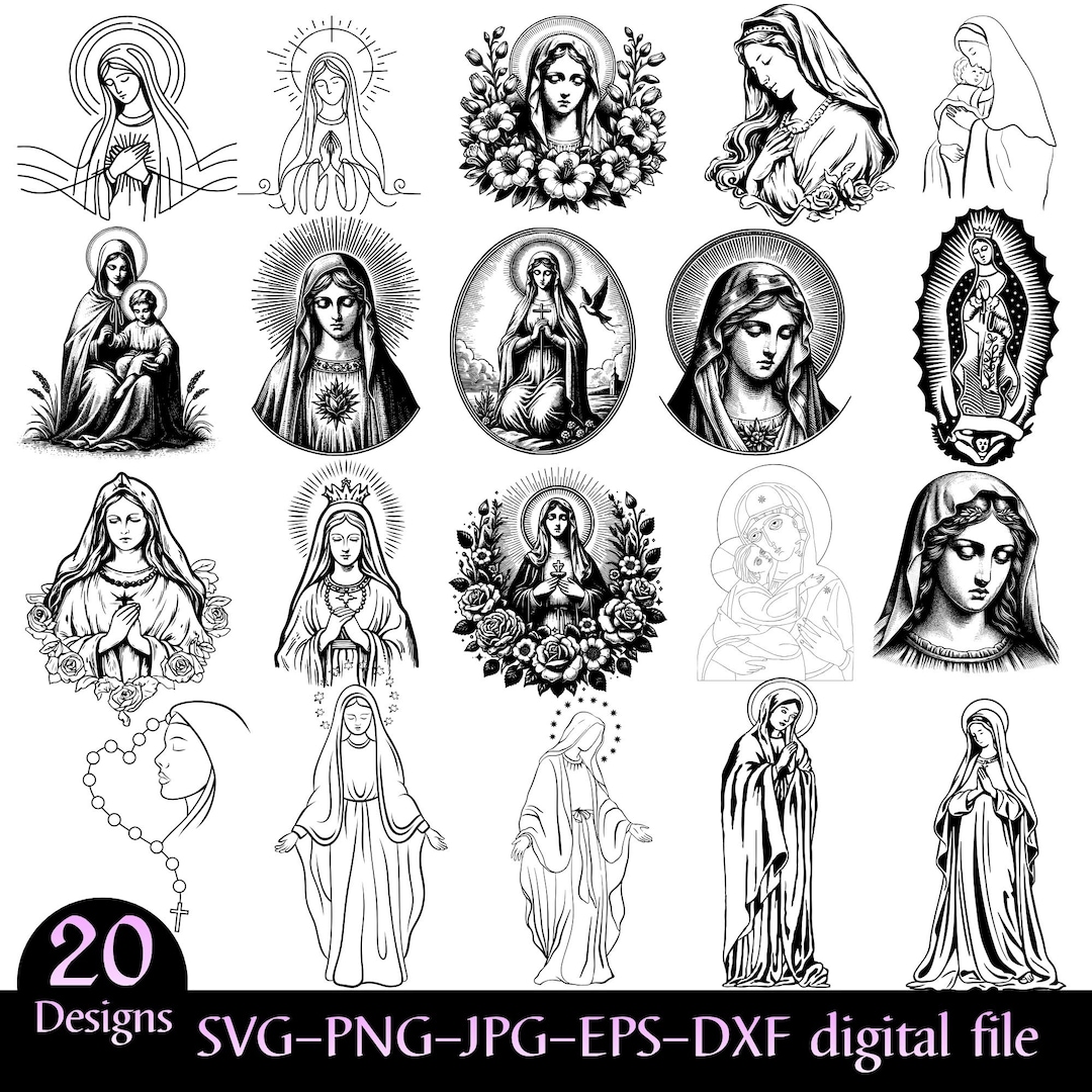 Virgin Mary Holy Mother SVG Bundle, Cutting Laser Engraving Files ...