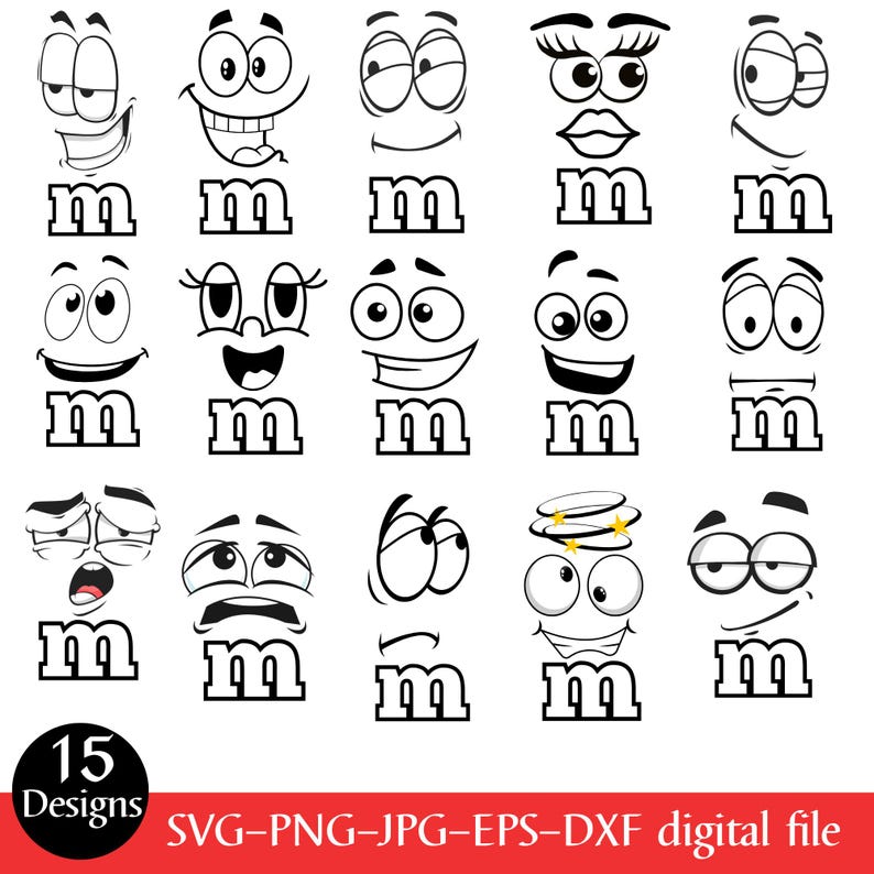 Cartoon Face Expressions Clipart Bundle: Funny Mimic SVG PNG (digital ...