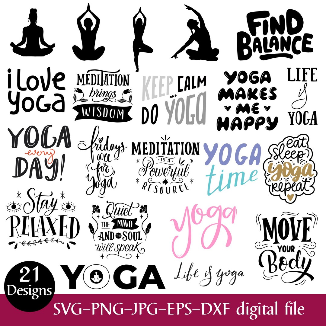 Yoga SVG Bundle: Boho Poses & Quotes (digital Download) - Etsy
