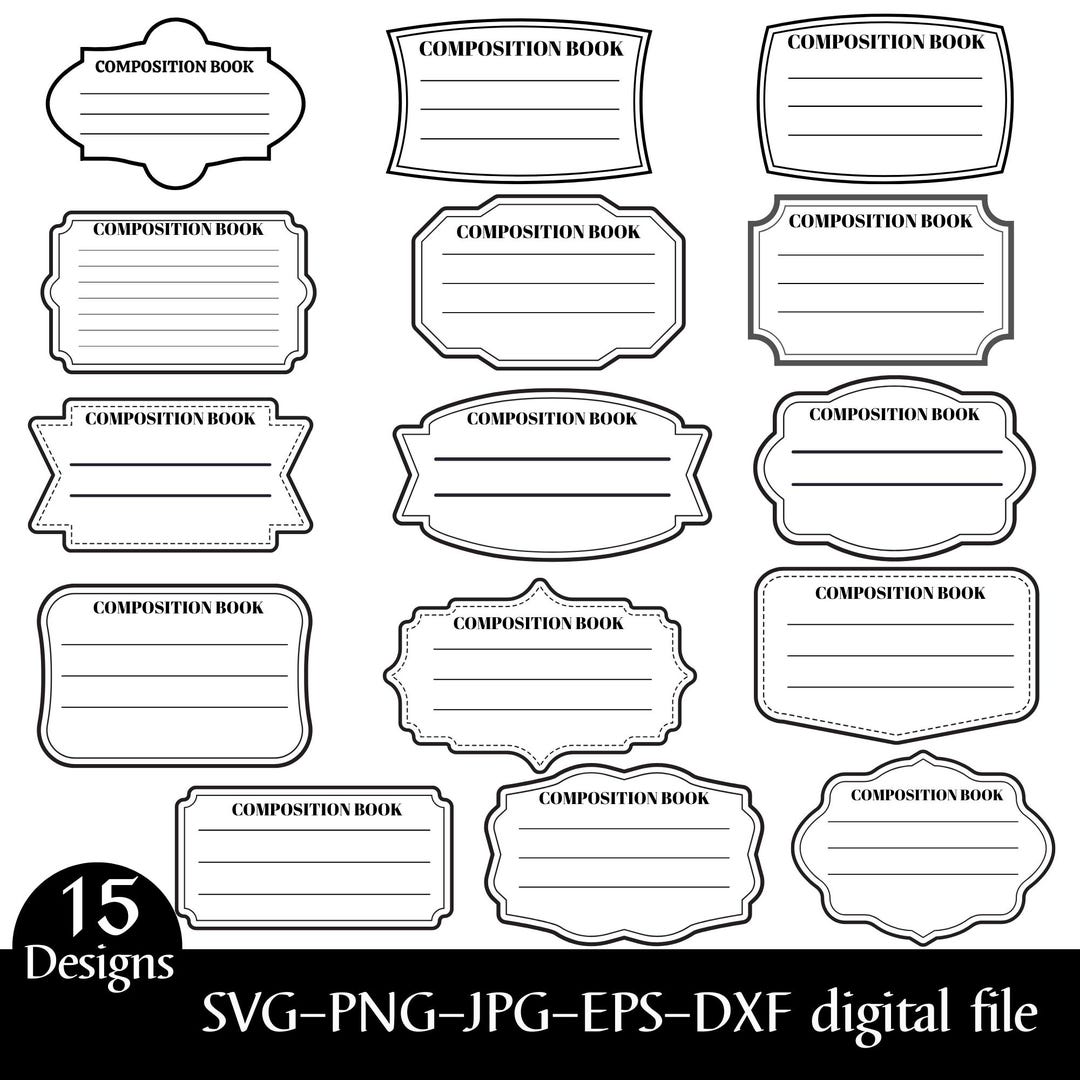 15 Composition Book Labels Bundle, Composition Notebook Labels ...