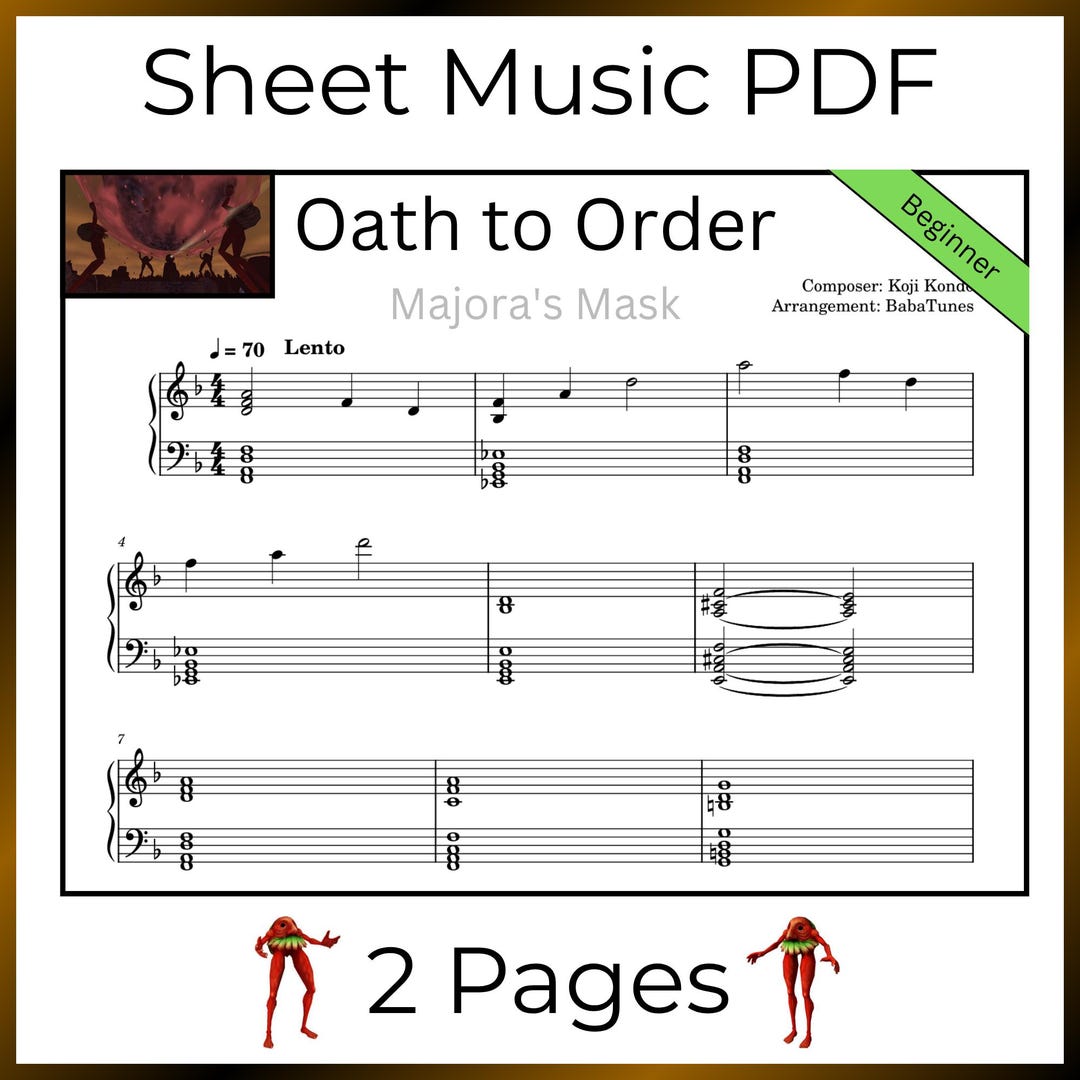 Oath to Order Majora's Mask Piano Sheet Music PDF | Beginner Authentic ...