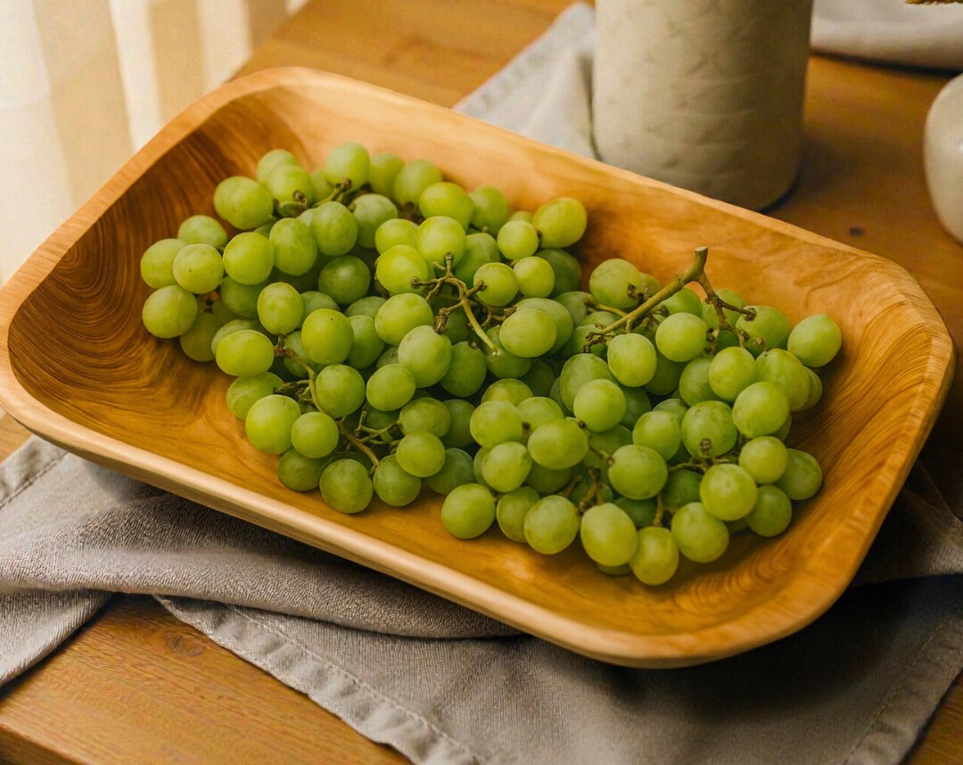 Rustic Root Wood Rectangular Fruit Bowl, Wabi Sabi Wooden Candy & Dried ...