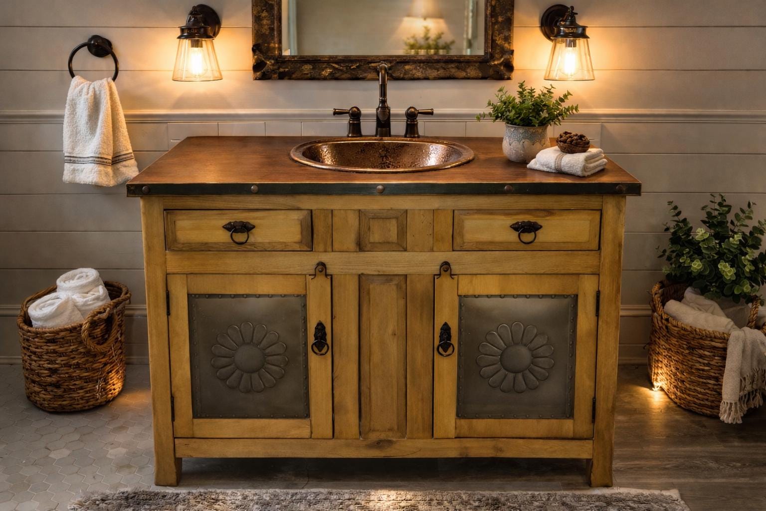 Solid Reclaimed Wood Farmhouse Bathroom Vanity | Handcrafted Rustic ...