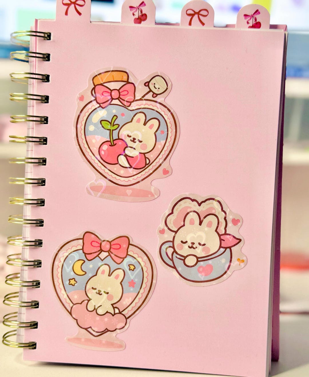Kawaii Holographic Bunny Sticker Pack: Waterproof Vinyl Decals - Etsy