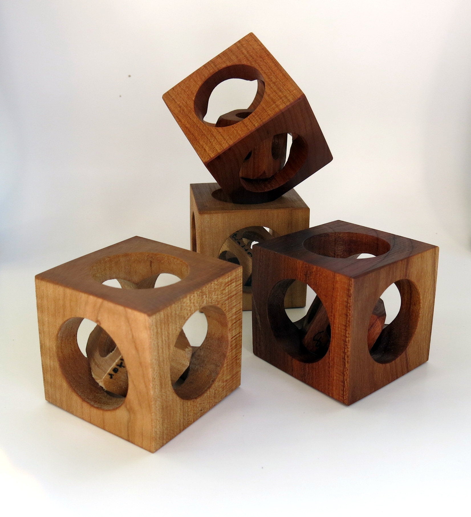 Cube-in-a-cube, Hand Crafted Wooden Desk Ornament - Etsy