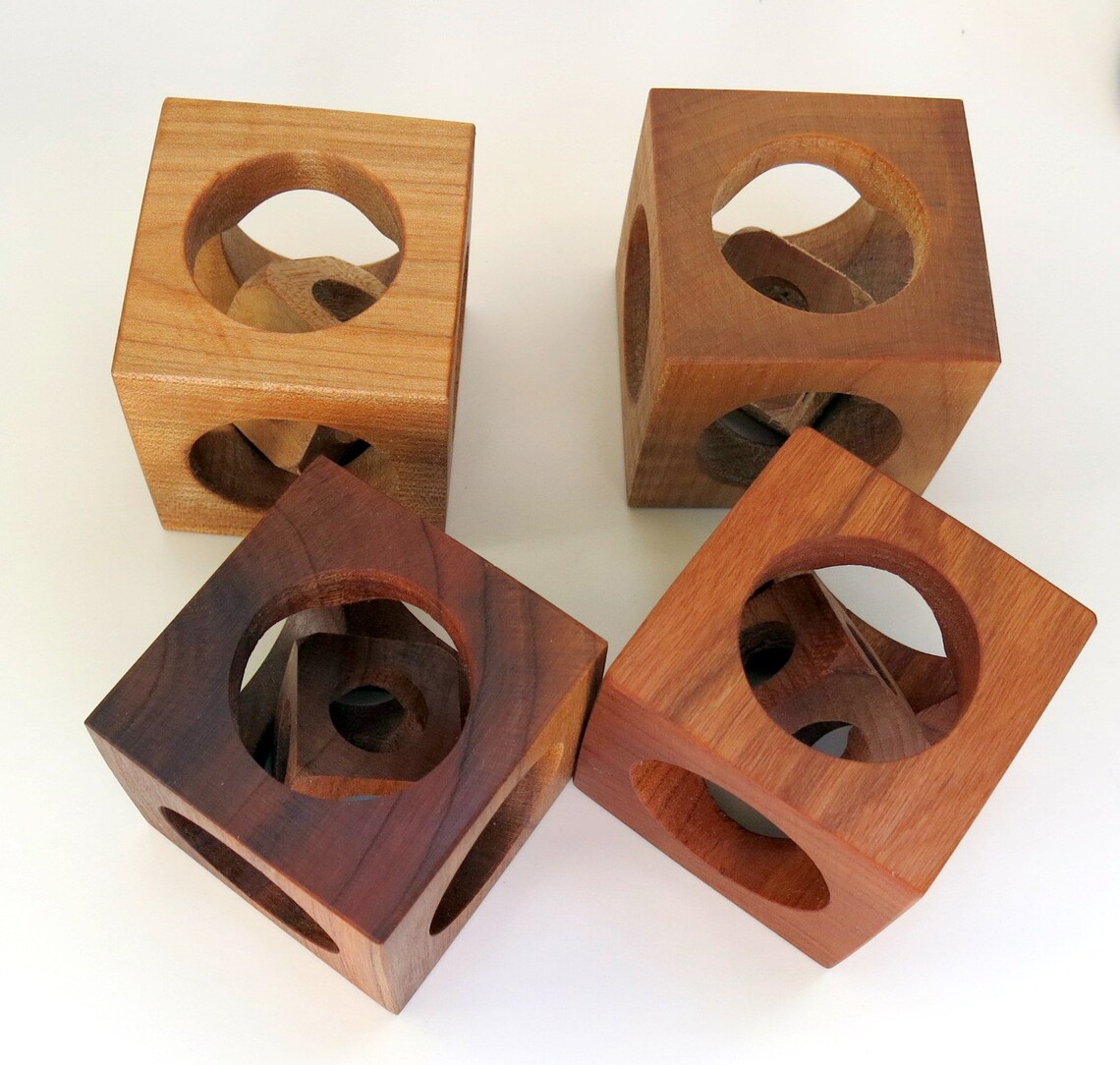 Cube-in-a-cube, Hand Crafted Wooden Desk Ornament - Etsy
