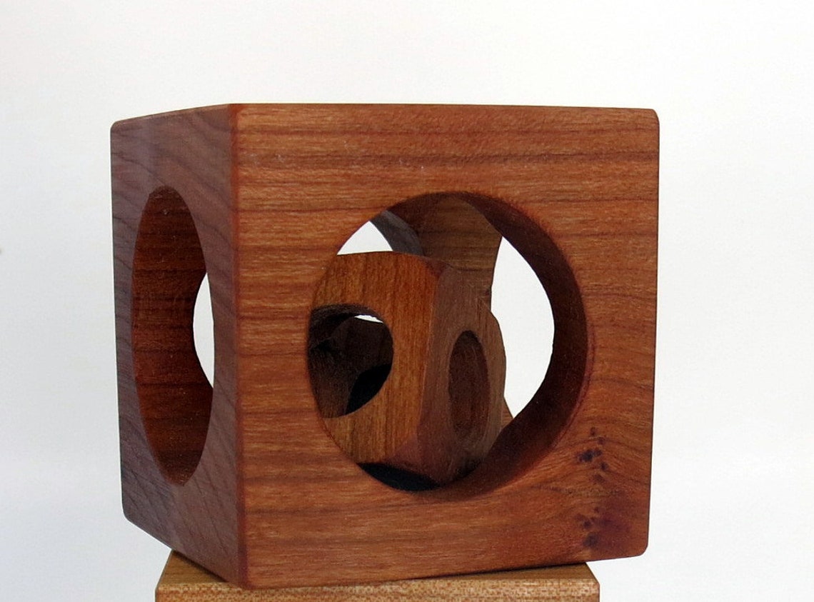 Cube-in-a-cube, Hand Crafted Wooden Desk Ornament - Etsy