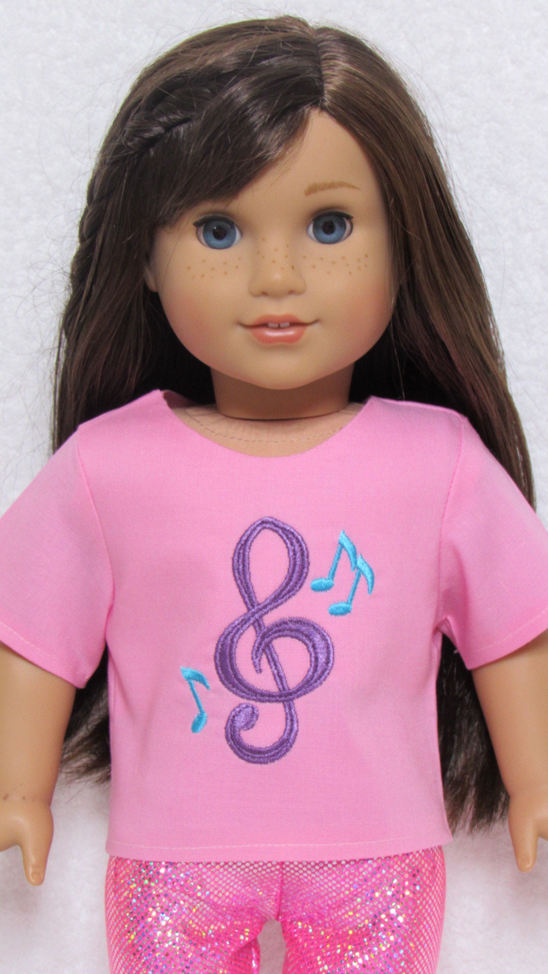 18 Inch Doll Embroidered Music Notes on Pink Cotton Top - Etsy