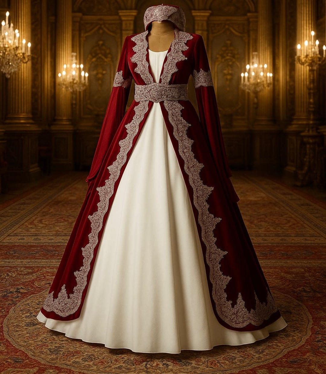 Velvet Ottoman Kaftan, Turkish Henna Dress, Bridal Bindalli 4-piece Set ...