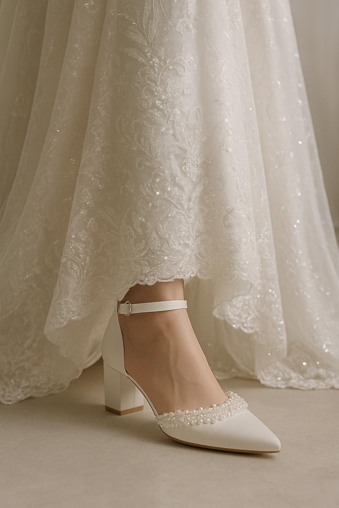 Pearl Ankle Strap Bridal Block Heels, Wedding Shoes (5cm) - Etsy