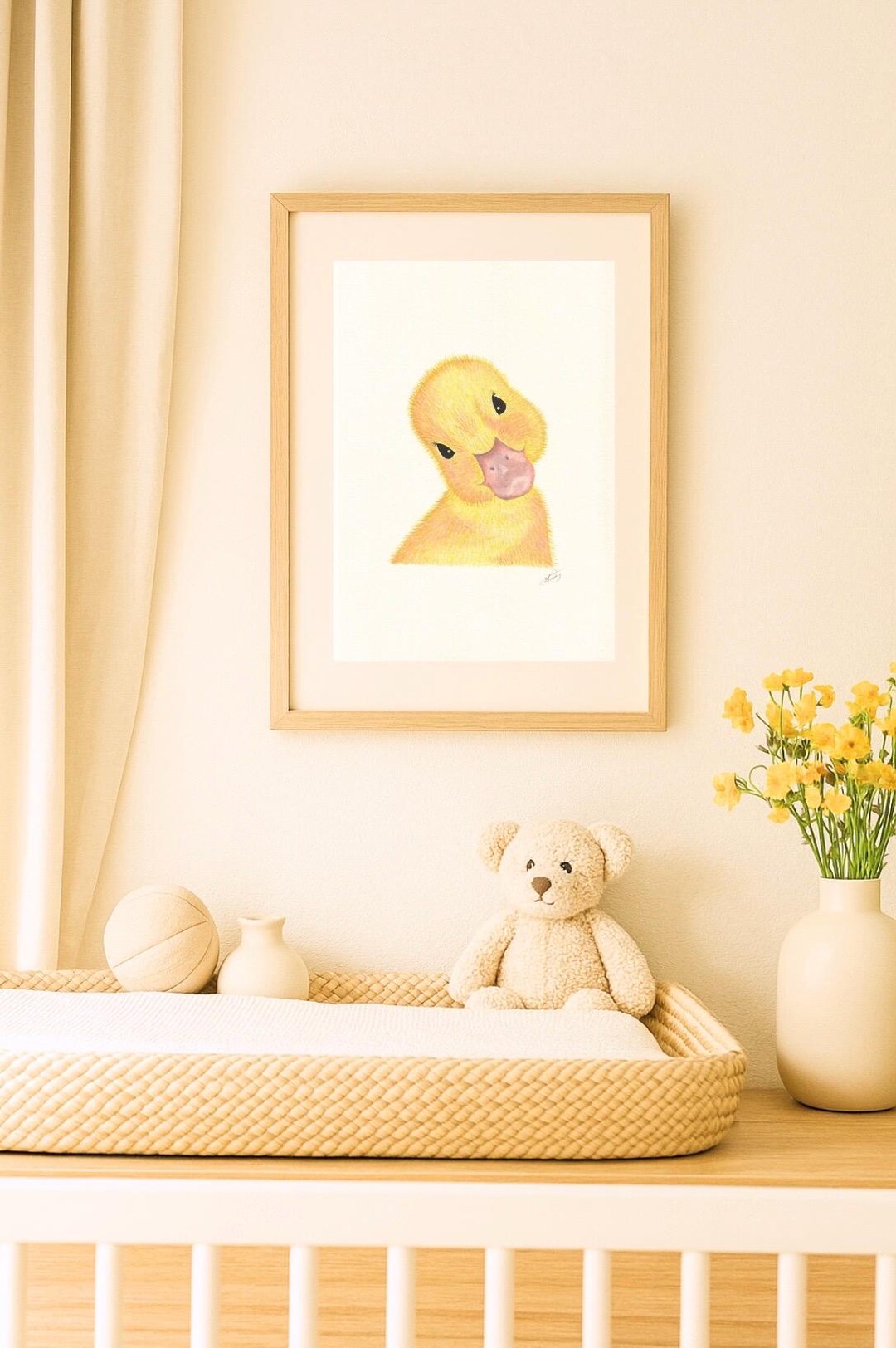 Watercolour Duckling Print “quackers”: Yellow Farm Animal Nursery Wall ...