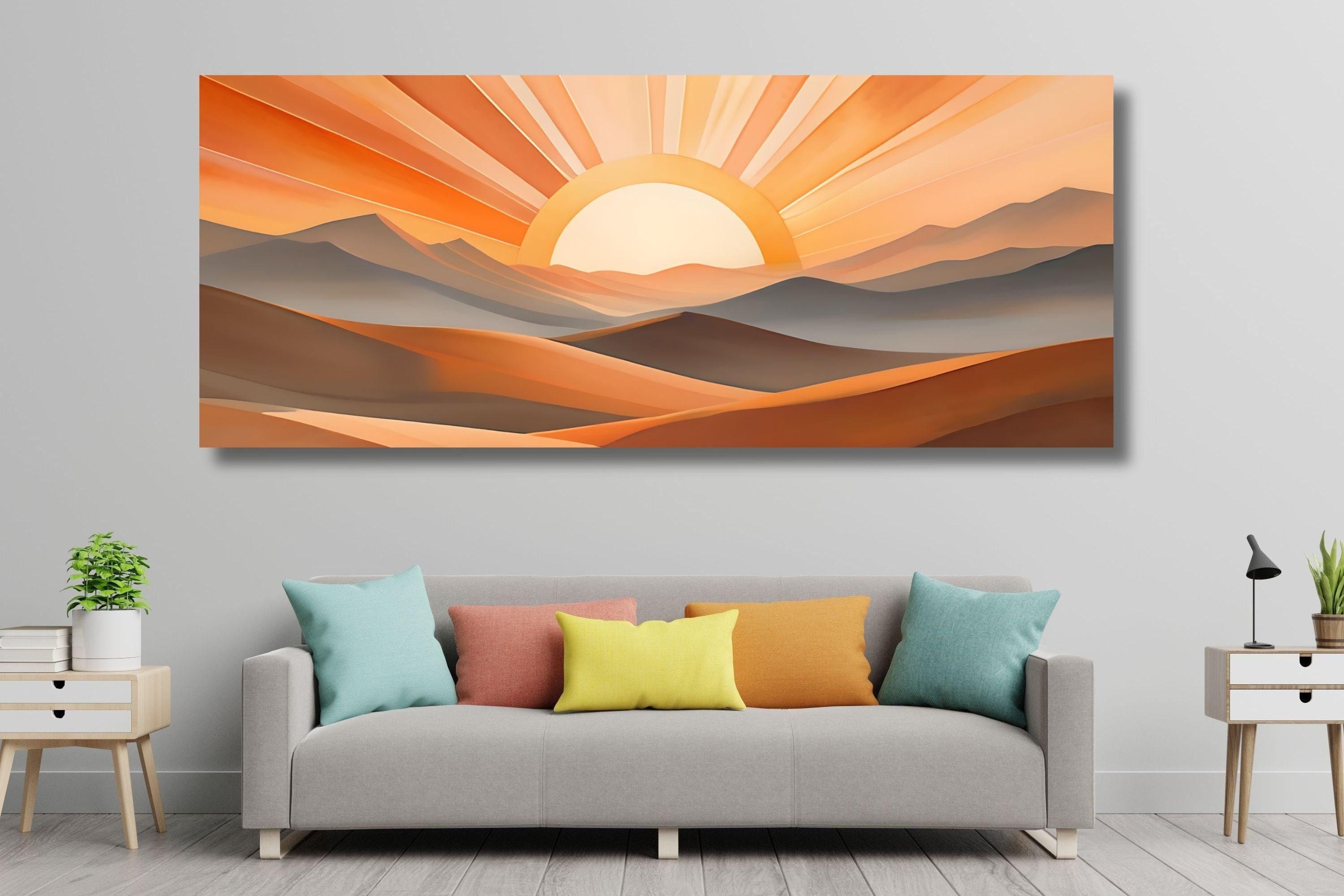 Panoramic Funny Sunrise Wood Wall Art Above Bed Decor Canvas Wooden ...