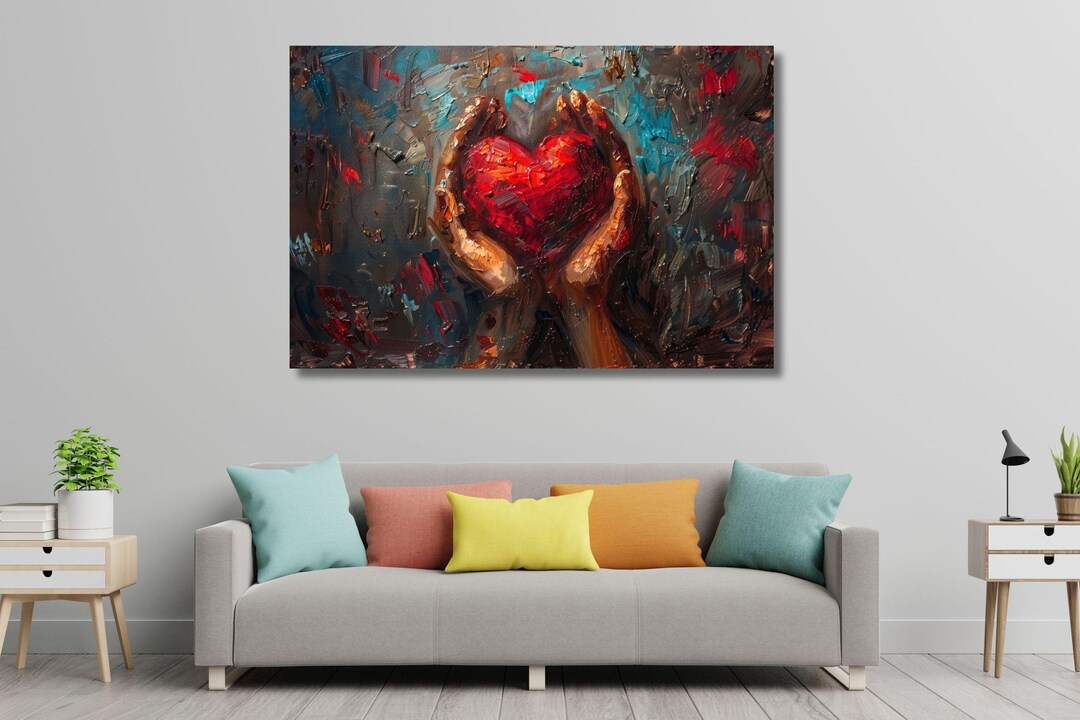 Heart Wall Art, Graffiti Heart Sign Hands Canvas Wall Art, Graffiti ...