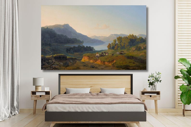 Arnold Böcklin - Mountain Landscape Waterfall 1846 Canvas Böcklin ...