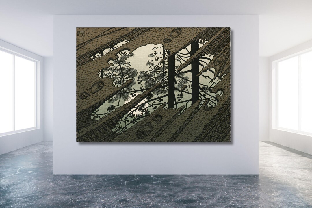 Puddle by Maurits Cornelis Escher Canvas Wall Art, Escher Canvas Print ...