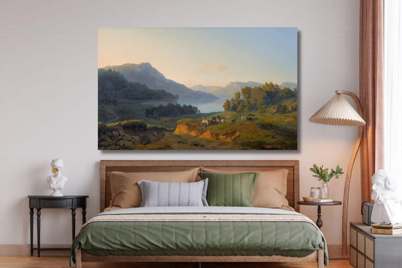 Arnold Böcklin - Mountain Landscape Waterfall 1846 Canvas Böcklin ...