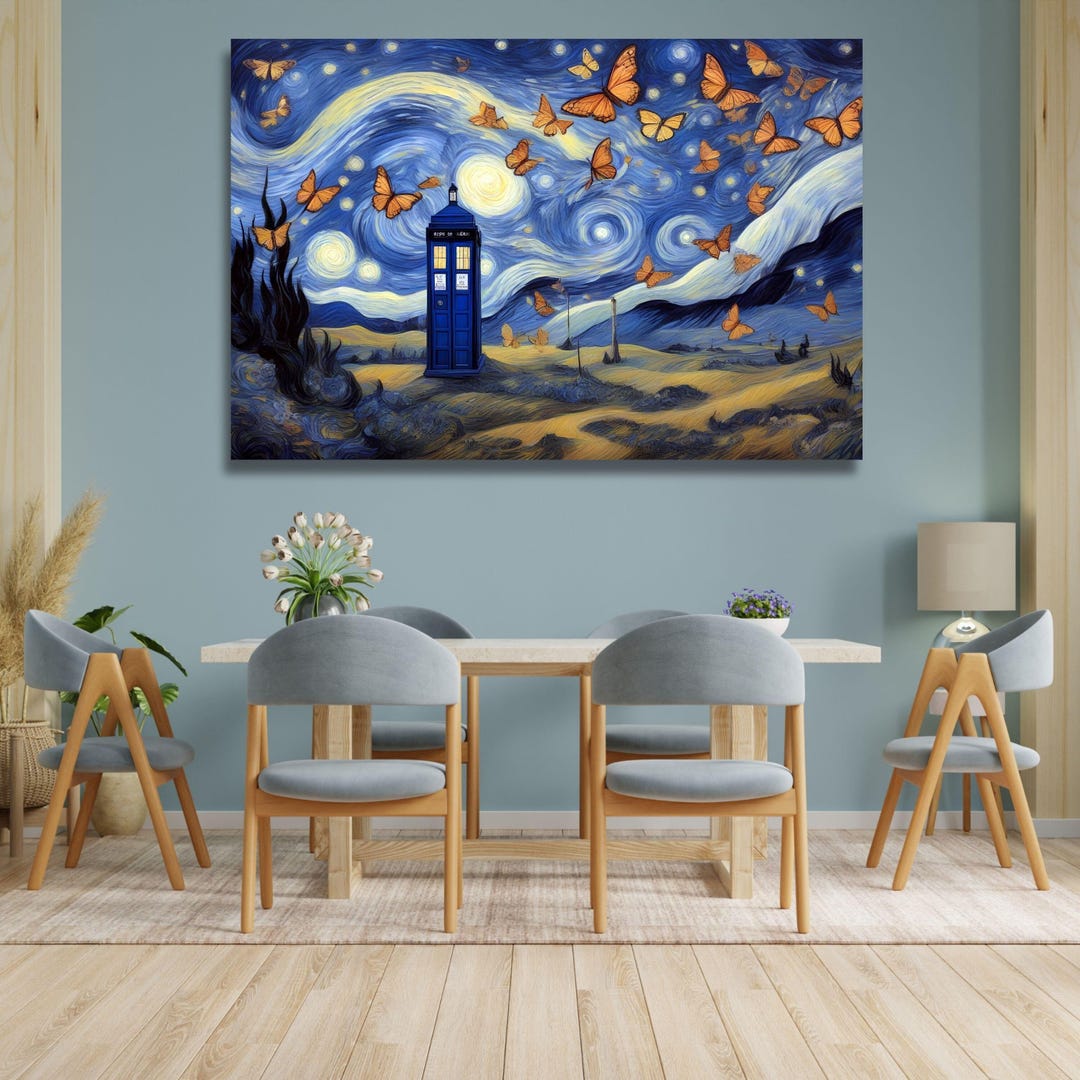 Canvas Wall Design Doctor Who TARDIS Wall Art Canvas, Van Gogh Painting ...