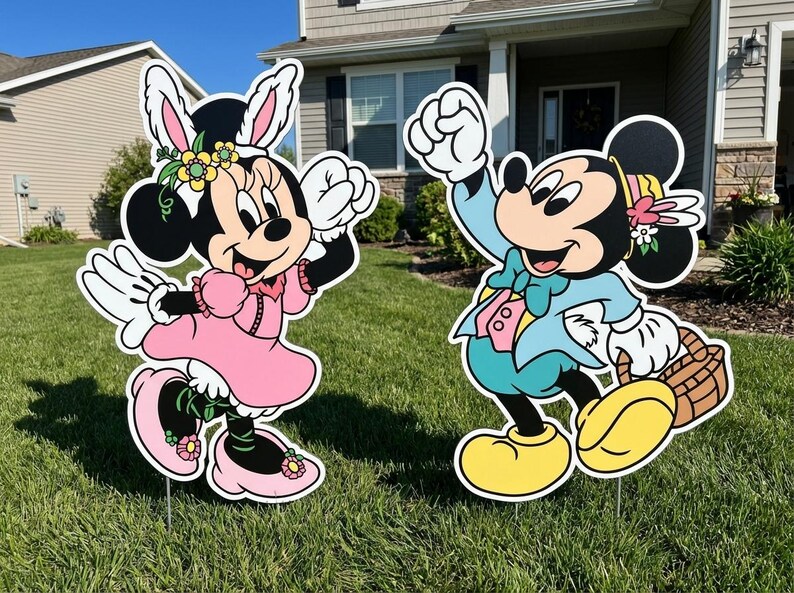 Easter Mickey Mouse Cutouts Rabbit Birthday Party, Easter Yard Sign ...