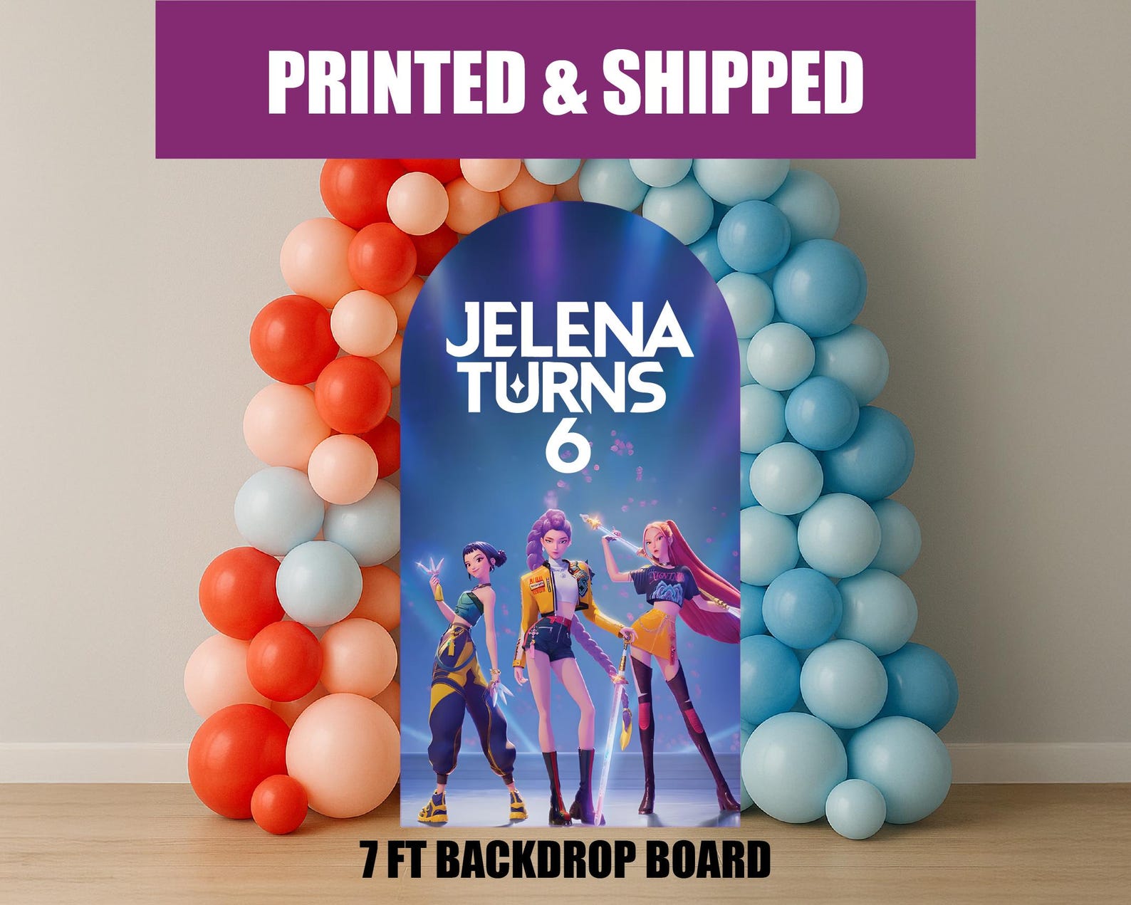KPOP Demon Hunter Backdrop Stand Birthday Party Photo Prop Coroplast ...