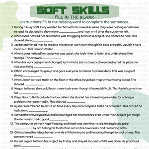 Soft Skills Sentence Completion Worksheet – Fill-in-the-blank (+ Answer ...