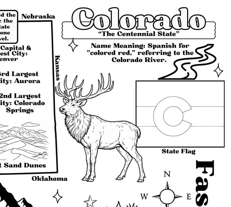 Colorado - Fast Facts - Coloring Sheet Digital Download - Etsy