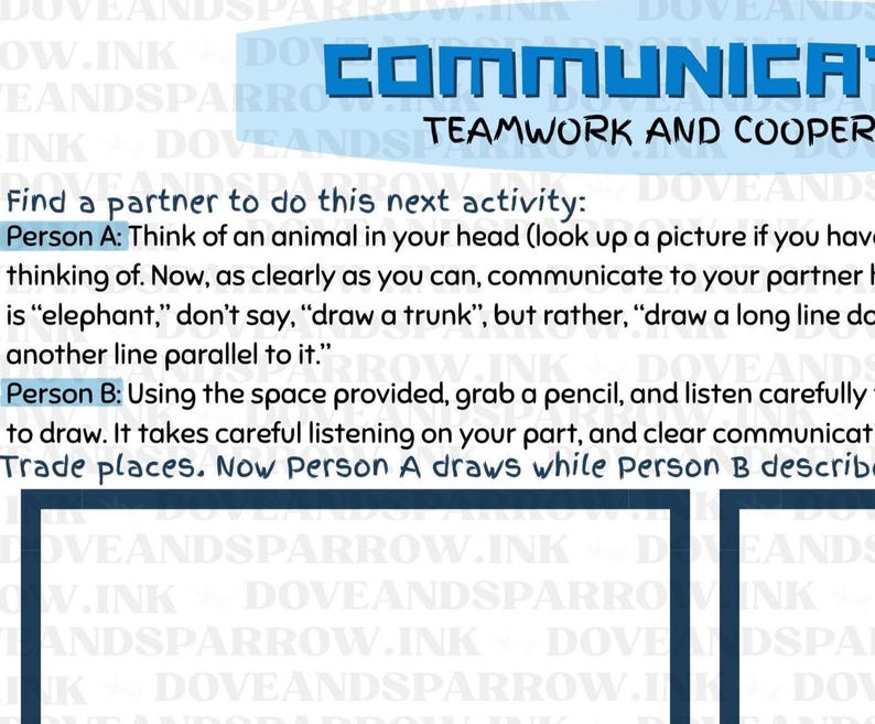 Communication - Teamwork and Cooperation - 2-pg Download - Etsy