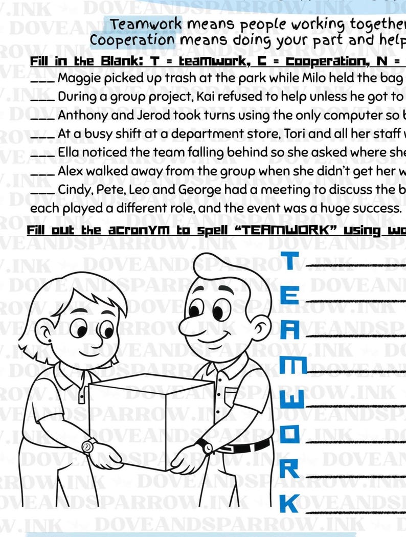 Communication - Teamwork and Cooperation - 2-pg Download - Etsy