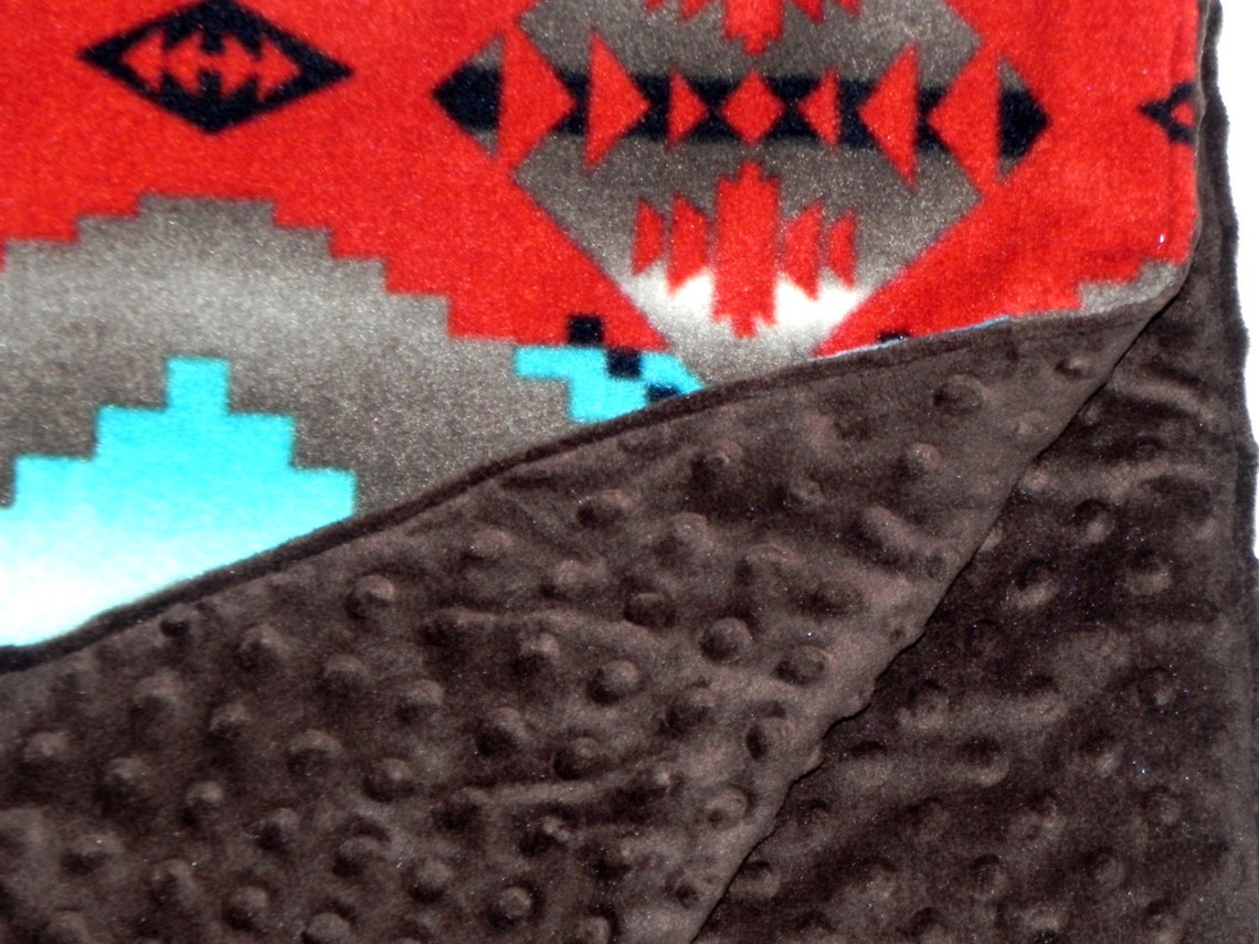 Baby Blanket Navajo Indian Native American Red Brown Turquoise - Etsy