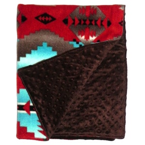 Baby Blanket Navajo Indian Native American Brown Turquoise Fleece ...