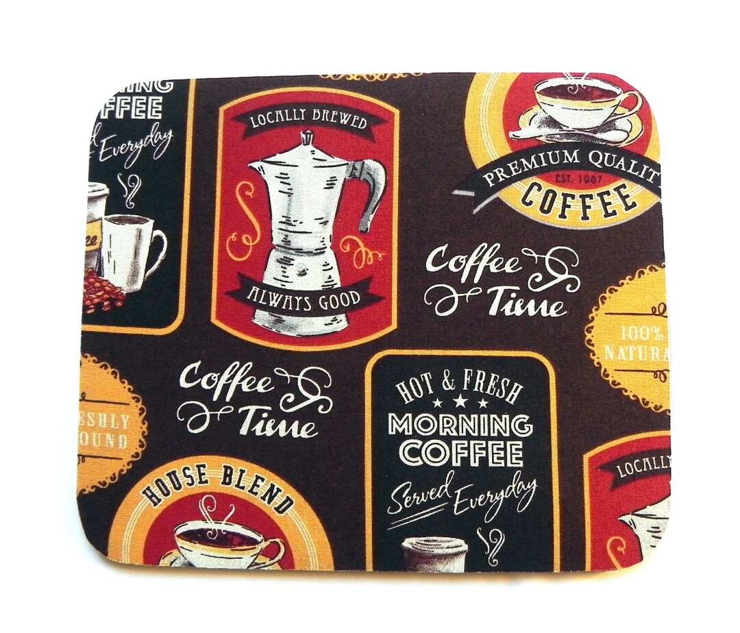 Morning Coffee Mouse Pad Retro Coffee Maker Mug Cream Beans Design ...