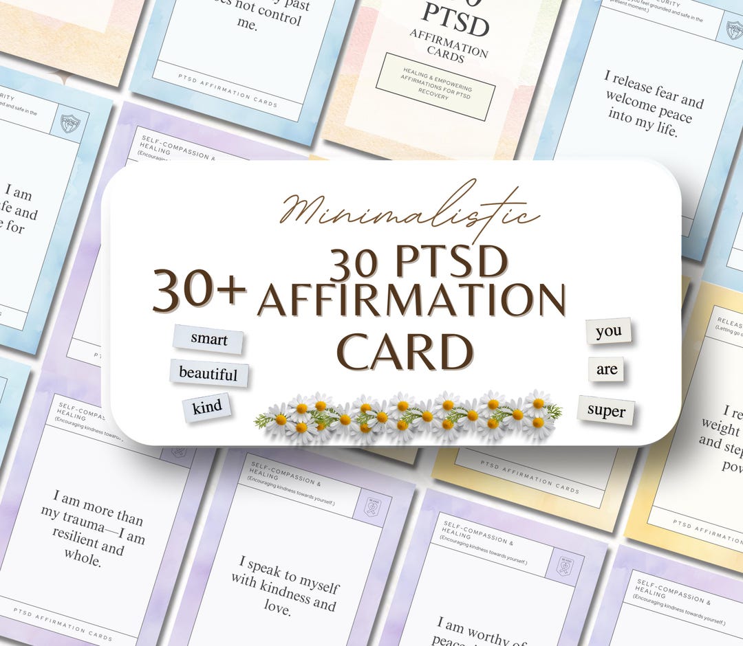 30 Printable PTSD Affirmation Cards for Trauma Healing, Emotional ...