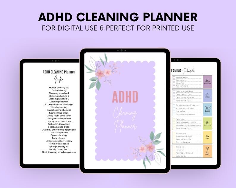ADHD Cleaning Planner Printable PDF | Home Organization Binder ...