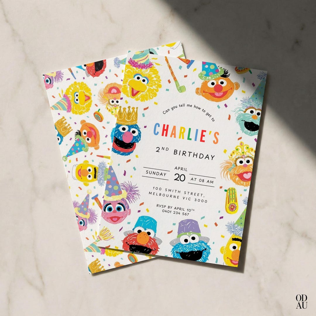 Faire-part Sesame Street Carte d'anniversaire Elmo modifiable ...