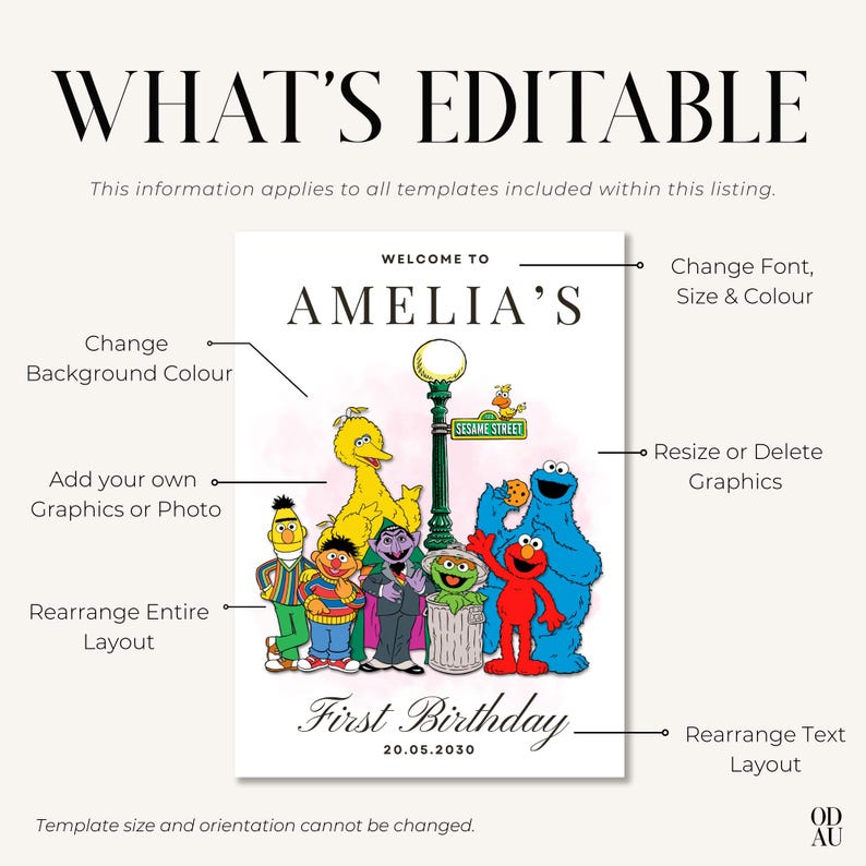 Editable Sesame Street Welcome Sign | Birthday Party Welcome Sign ...
