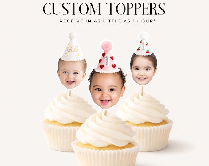 Cupcake Toppers Baby Face, Cupcake Photo ANY AGE, Birthday Decor ...