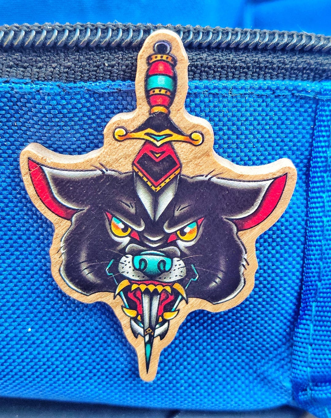 American Traditional Wolf Dagger Pin - Etsy