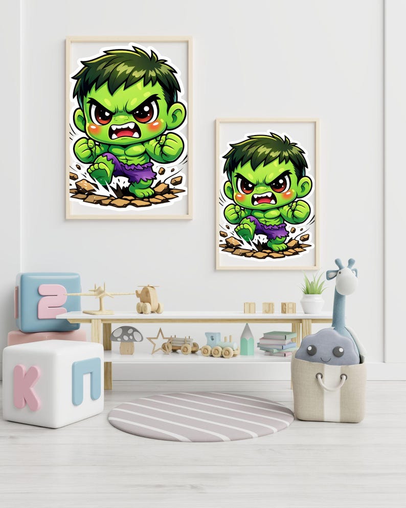Hulk Sticker Adorable Chibi Hulk Sticker Tiny Angry Baby Hulk Kawaii ...