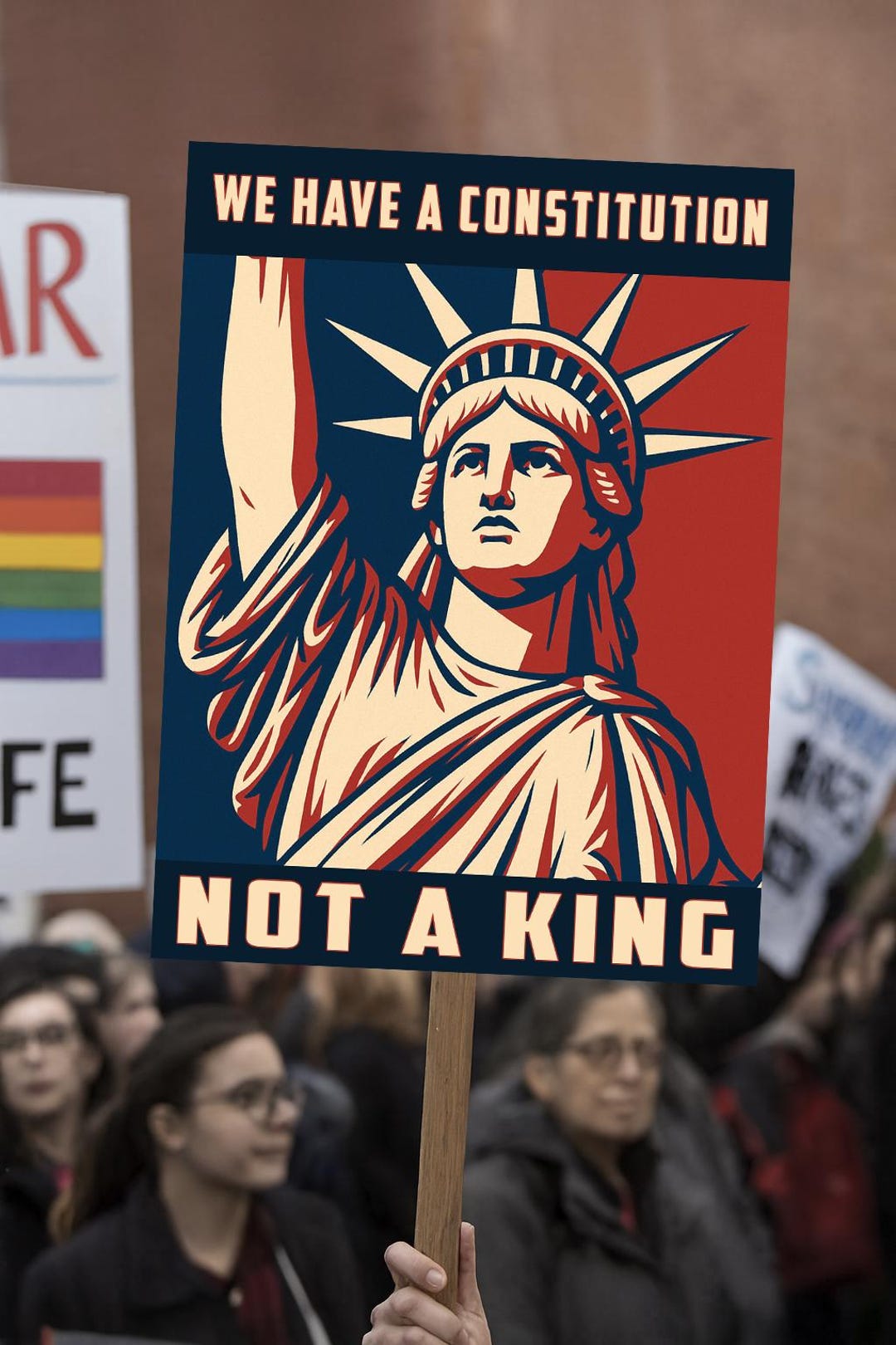 No Kings Protest Sign, Democracy Anti-trump, Anti-trump Protest Sign ...