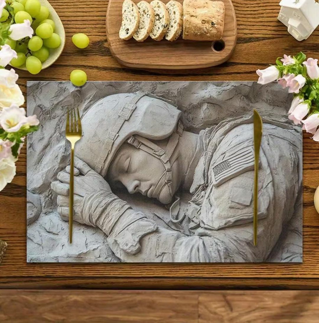 Military Soldier Memorial Placemat – Veteran Tribute Table Decor ...
