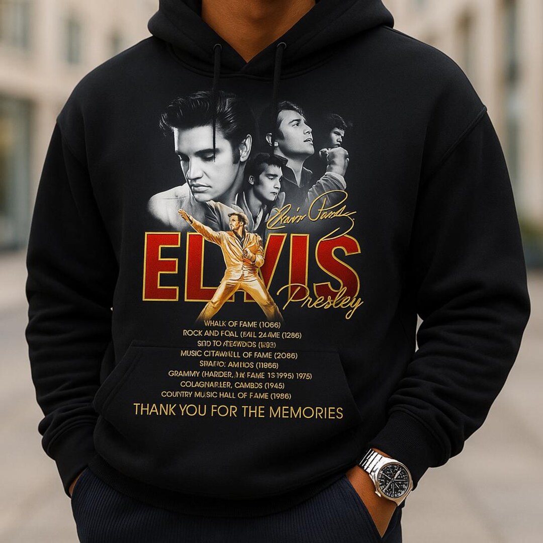 Elvis Hall of Fame Tribute Hoodie | Gold Suit Classic Rock Merch ...