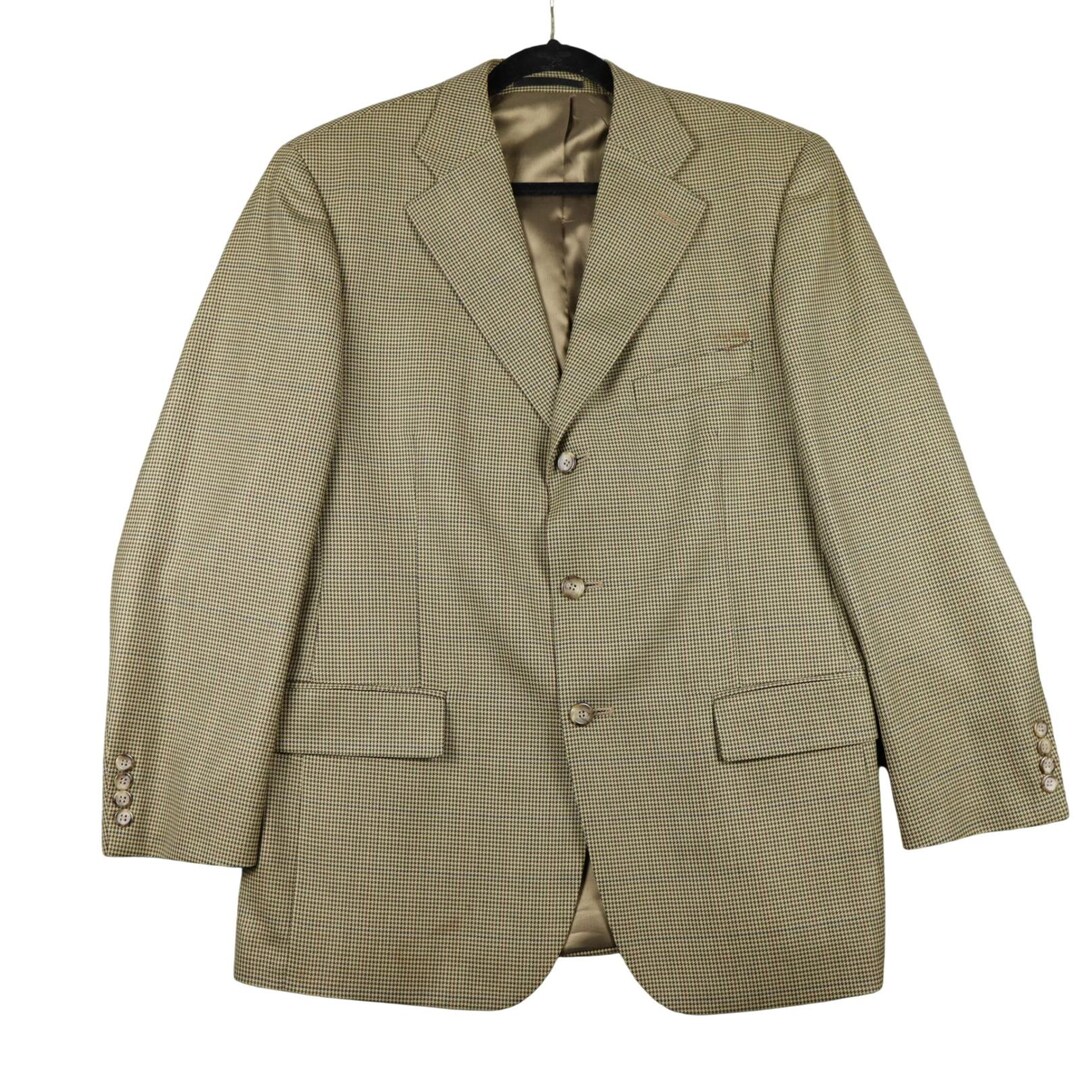 Harold Powell Men Houndstooth Blazer Jacket Brown Plaid Sport Coat 44R ...